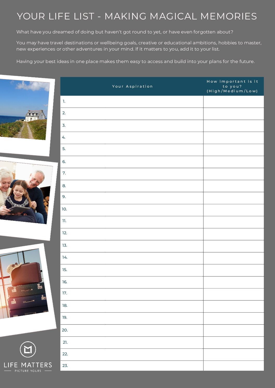 LM Life List – Printable | Life Matters Financial Planning & Investment ...
